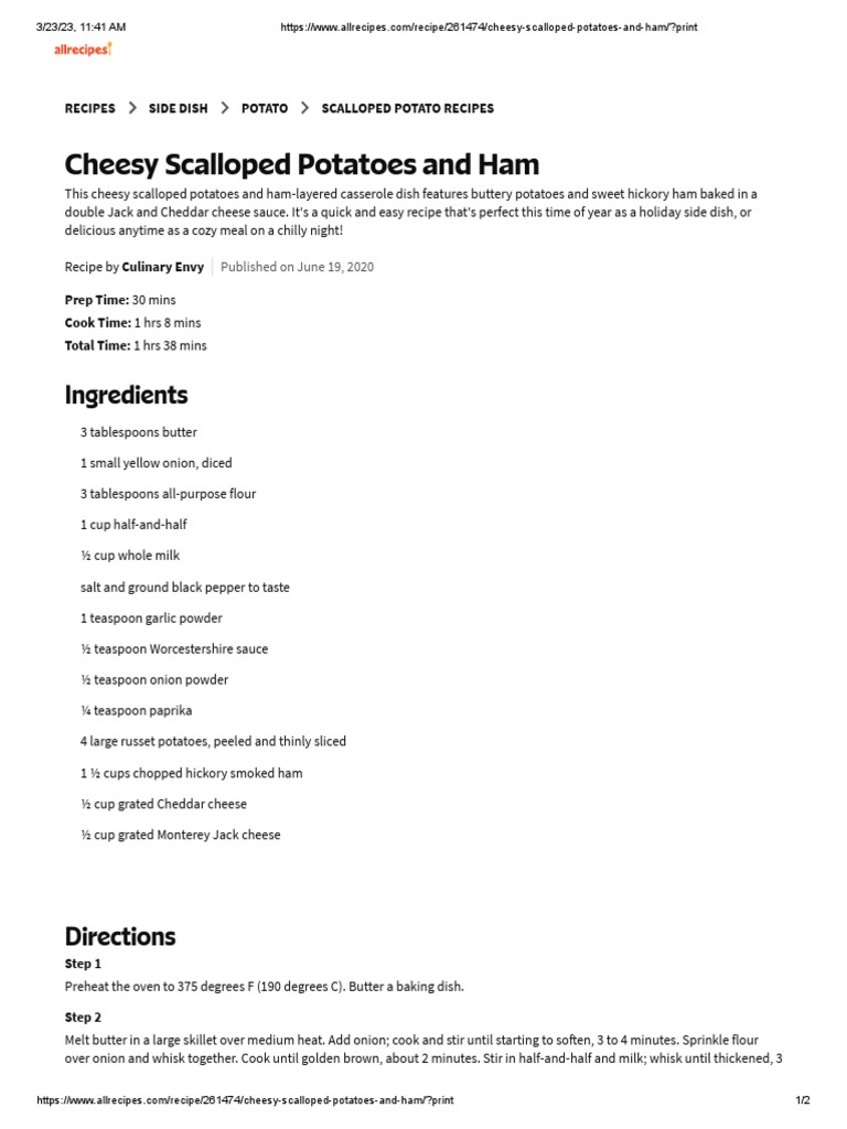 Cheesy Scalloped Potatoes and Ham | PDF | Potato | Cooking