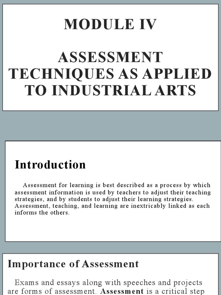 MODULE 4 Assessment Techniques As Applied To INDUSTRIAL ARTS | PDF | Educational Assessment ...