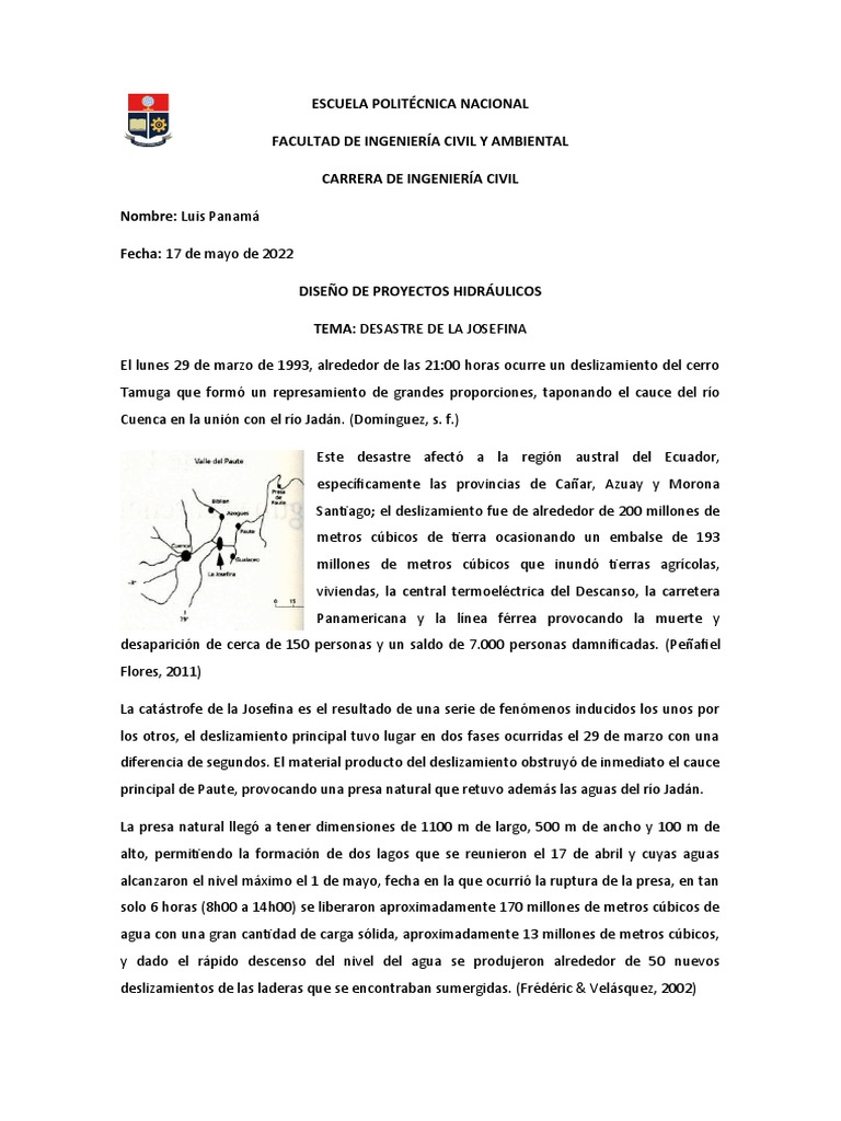 DESASTRE DE LA JOSEFINA | PDF | Represa | Reservorio