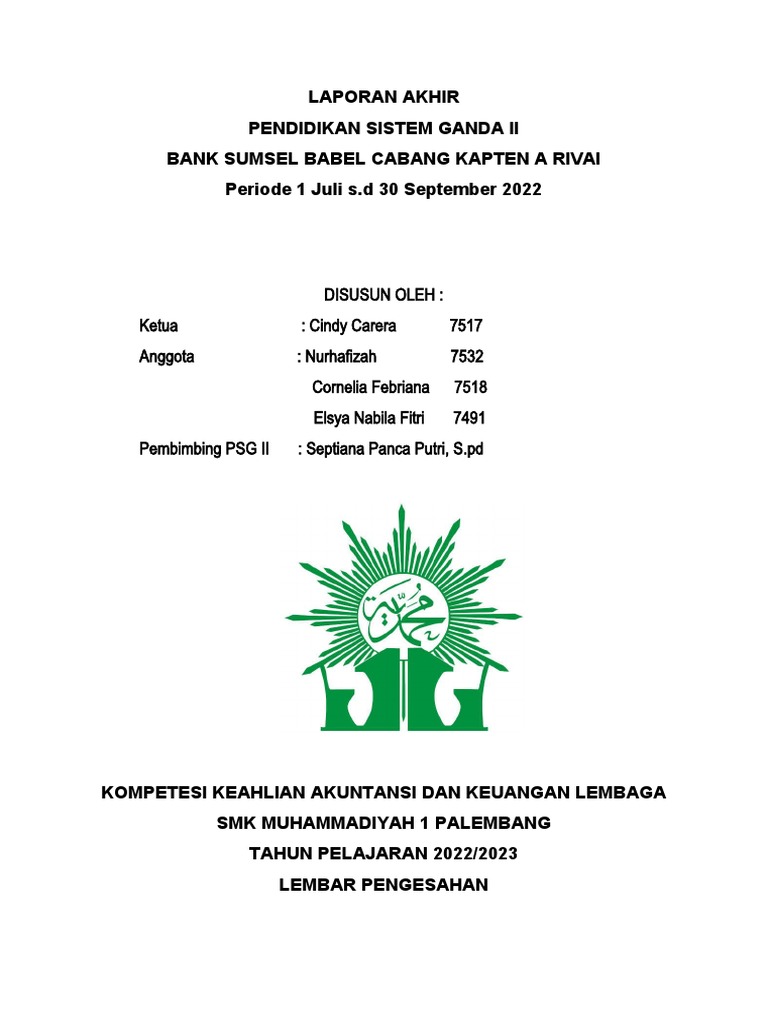 Laporan PSG Bank Sumsel Babel Cabang Kapt. A. Rivai | PDF
