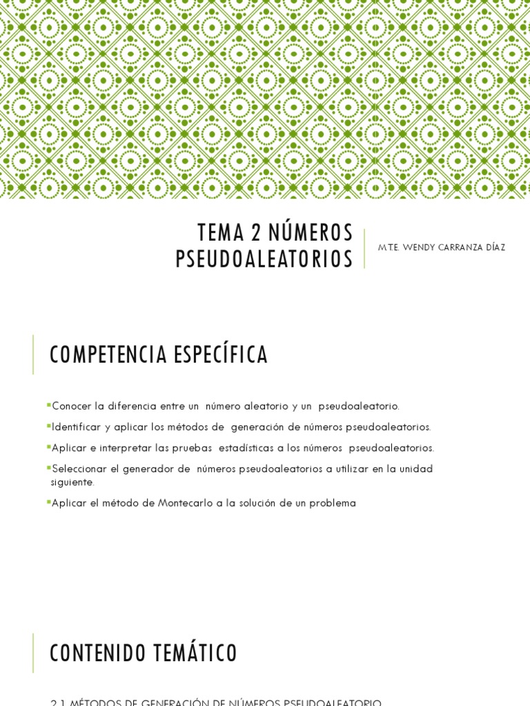 Unidad 2 Números Pseudoaleatorios PDF | PDF | Aleatoriedad ...