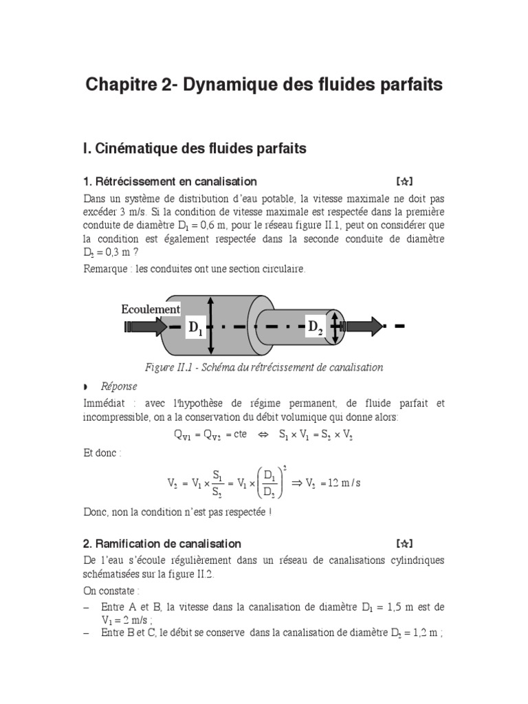 Dynamique Des Fluides Parfaits | PDF | Pression | Dynamique des fluides