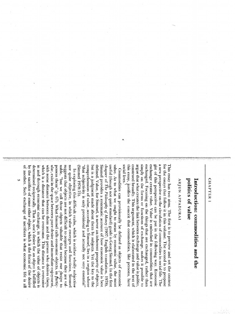 APPADURAI, Arjun. Introduction - Commodities and The Politics of Value ...