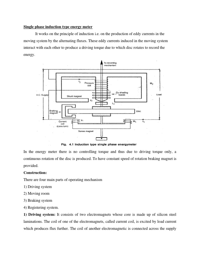 Single Phase Induction Energy Meter Overview | PDF | Electromagnetic ...