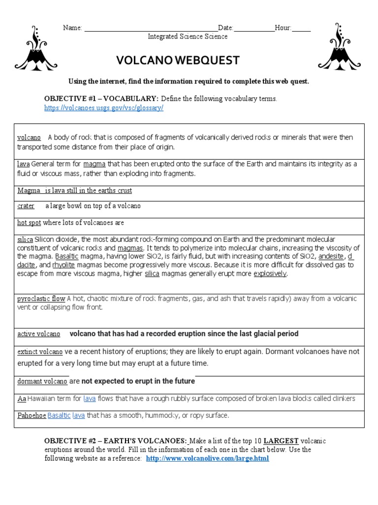 Volcano Webquest: Exploring Eruptions | PDF | Volcano | Lava