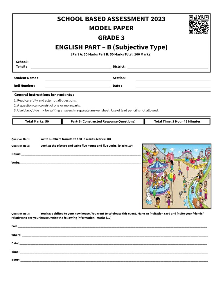 Grade 3 Model Papers Combined | PDF | Multiple Choice