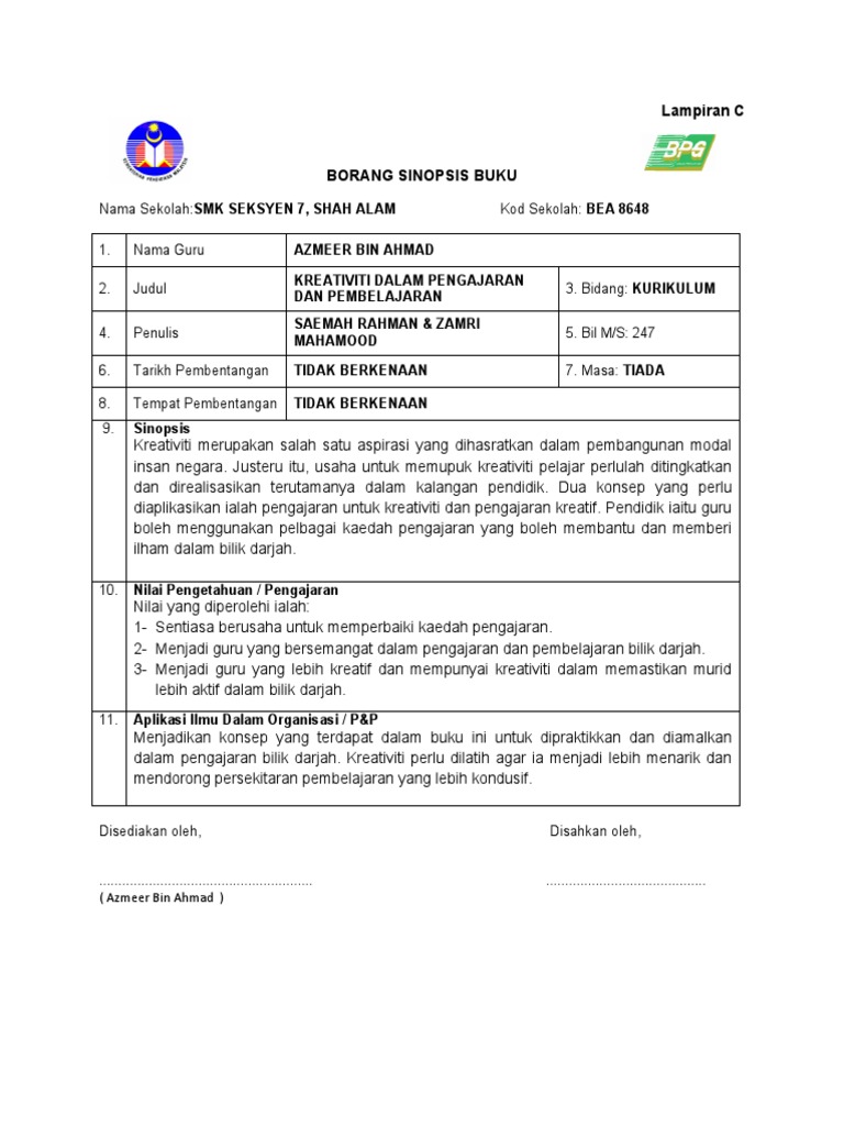 Sinopsis Buku Kreativiti Dalam Pengajaran Dan Pembelajaran | PDF