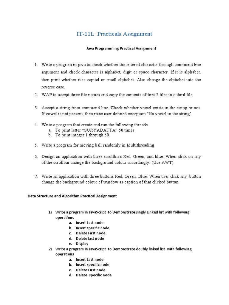 Java and JavaScript Practical Assignments | PDF | Computer Program | Programming