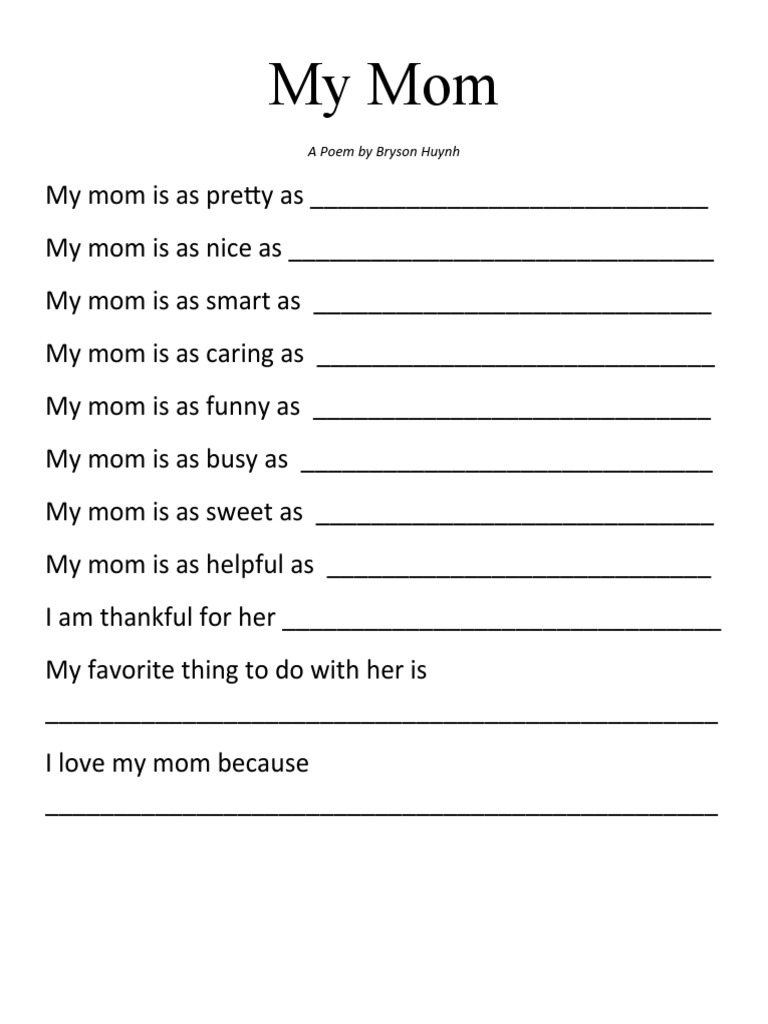 My Mom Poem | PDF | Poetry