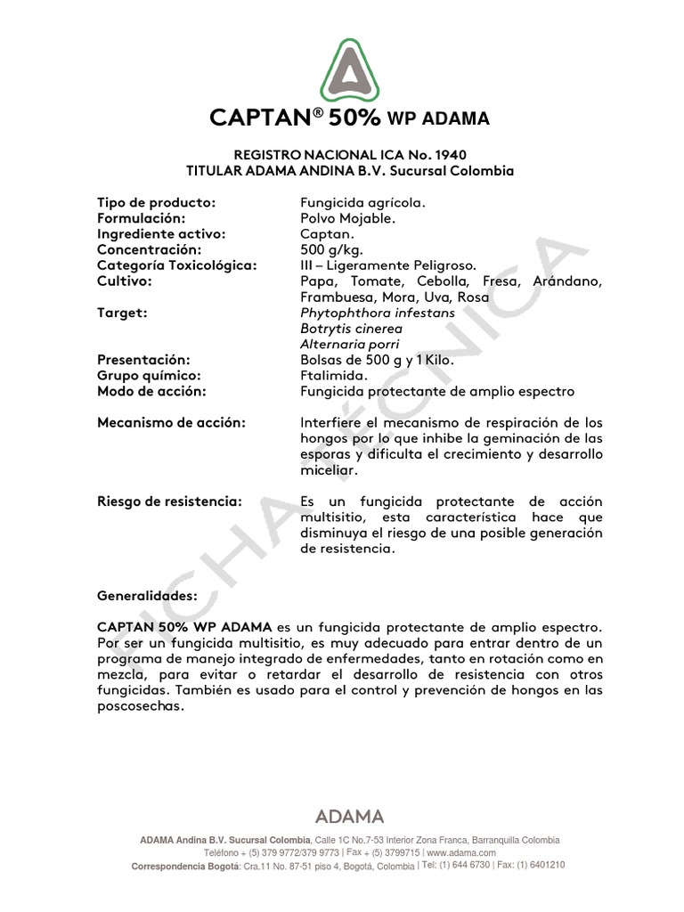 CAPTAN 50 WP_FICHA TECNICA | PDF