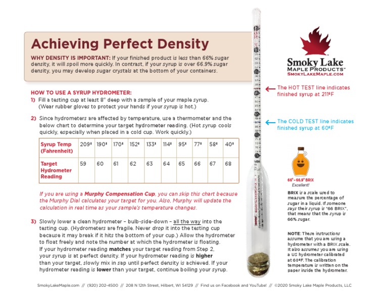 How To Use Maple Hydrometer | PDF | Maple Syrup | Temperature