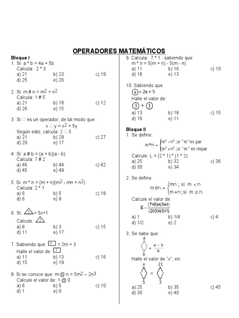 Operadores Matemáticos | PDF