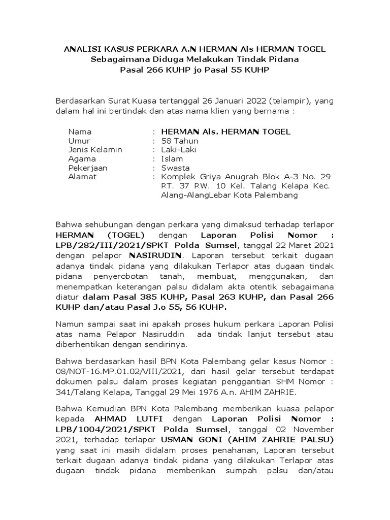 Kronologis Pak Herman | PDF