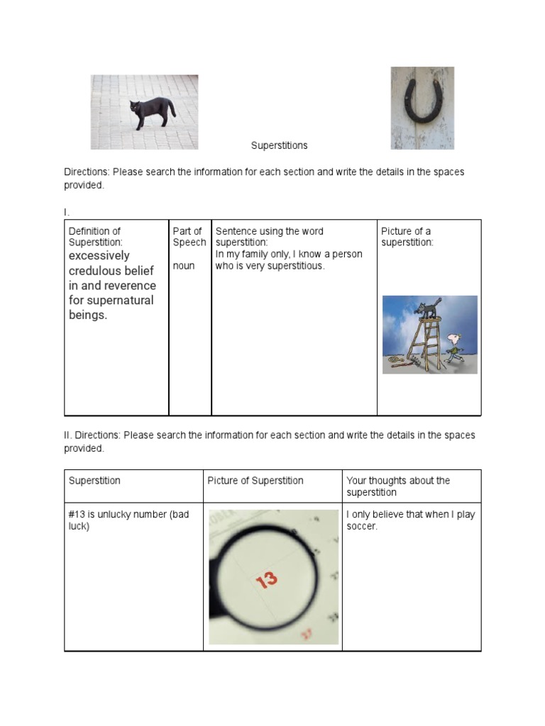 Superstitions Chart PDF | PDF | Luck | Superstitions