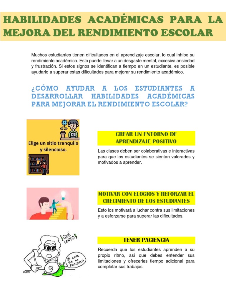 Habilidades Academicas para La Mejora Del Rendimiento Escolar | PDF