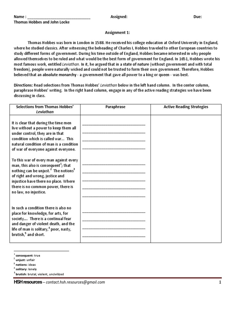 Thomas Hobbes and John Locke | PDF | John Locke | Philosophical Theories