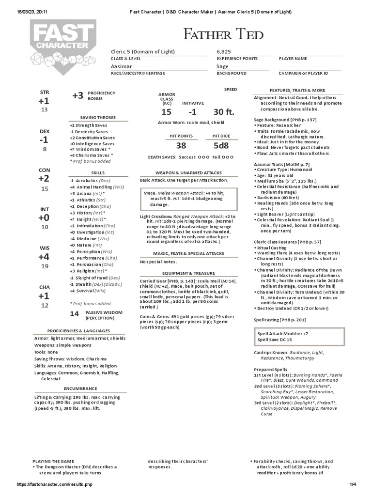 Fast Character - D&D Character Maker - Aasimar Cleric 5 (Domain of ...
