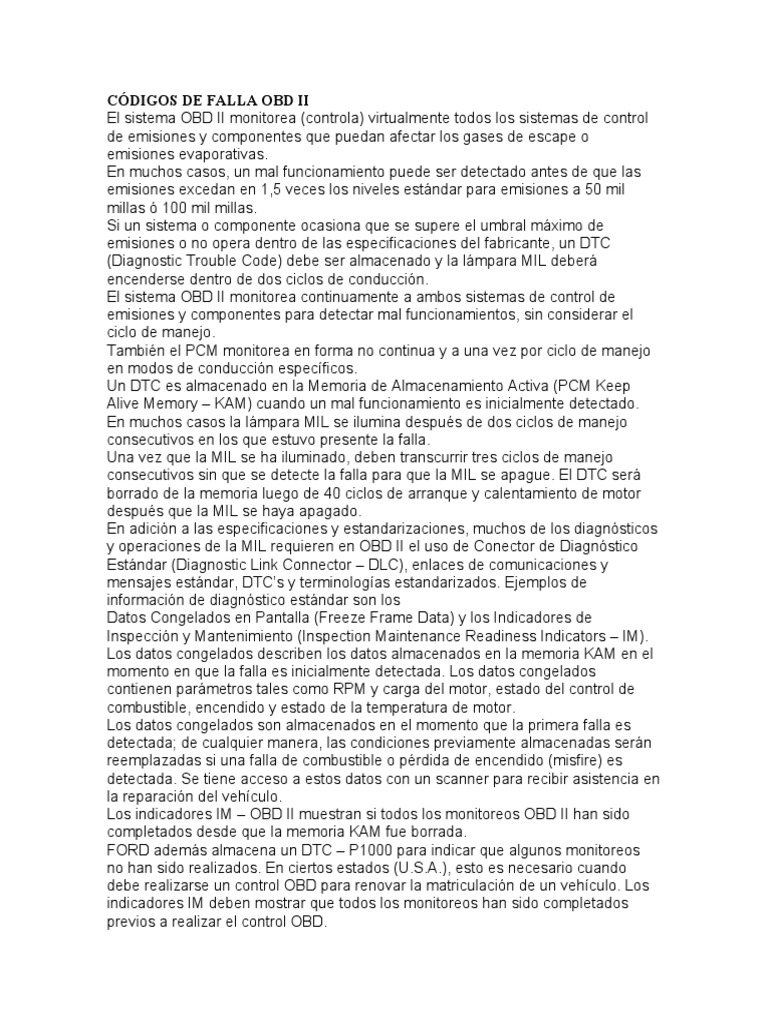 Códigos de Falla Obd Ii | PDF | Conduccion termica | Temperatura