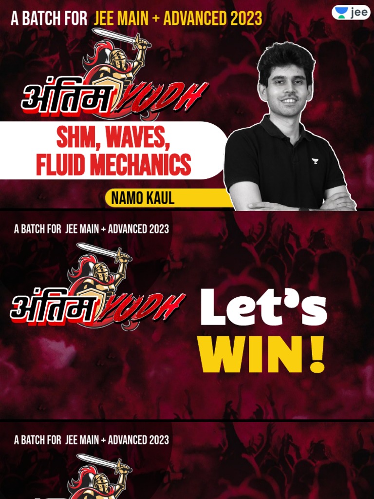 (Antim Yudh) - SHM, Waves, Fluid Mechanics - 2nd Mar | PDF | Wavelength | Sound