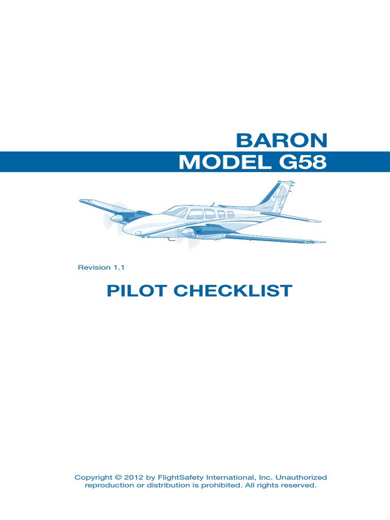 1 - Baron - G58 - Pilot - Checklist PDF | PDF | Flap (Aeronautics ...