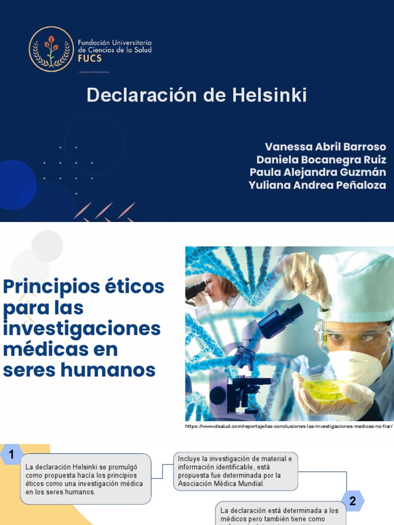 Declaración de Helsinki.pptx.pdf | PDF | Consentimiento informado | Medicina