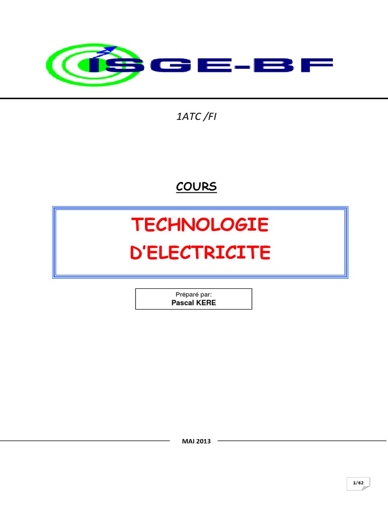 Cours Techno Elct 1atcfi | PDF | Pile rechargeable | Interrupteur