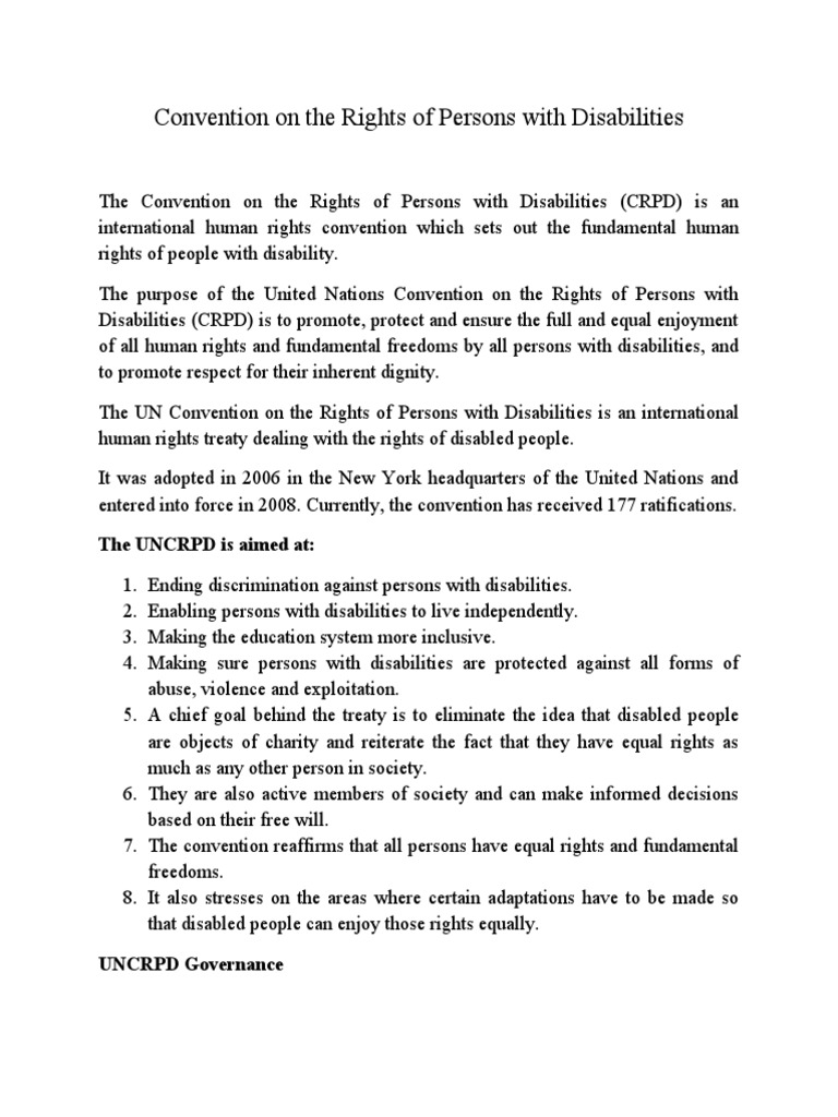 Rights of Disabled People Convention (UNCRPD | PDF | Rights | Human Rights