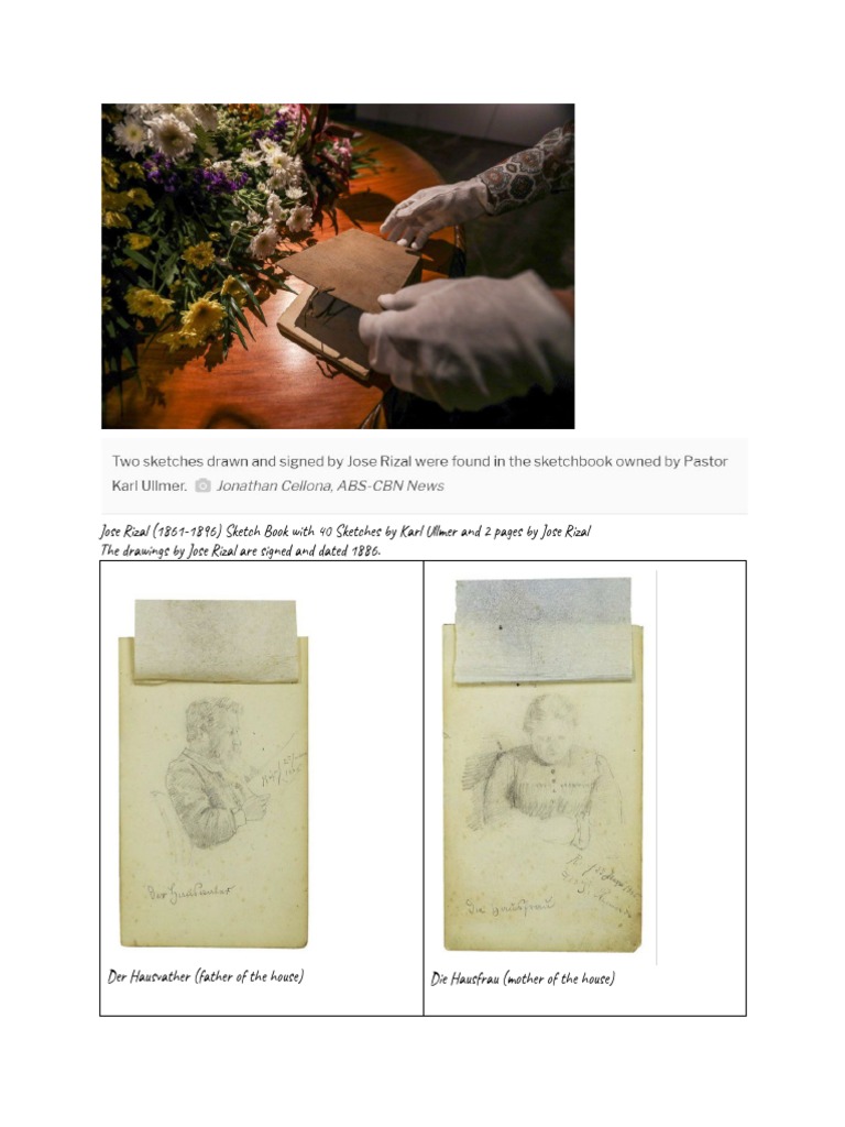 Rizals Sketches PDF | PDF