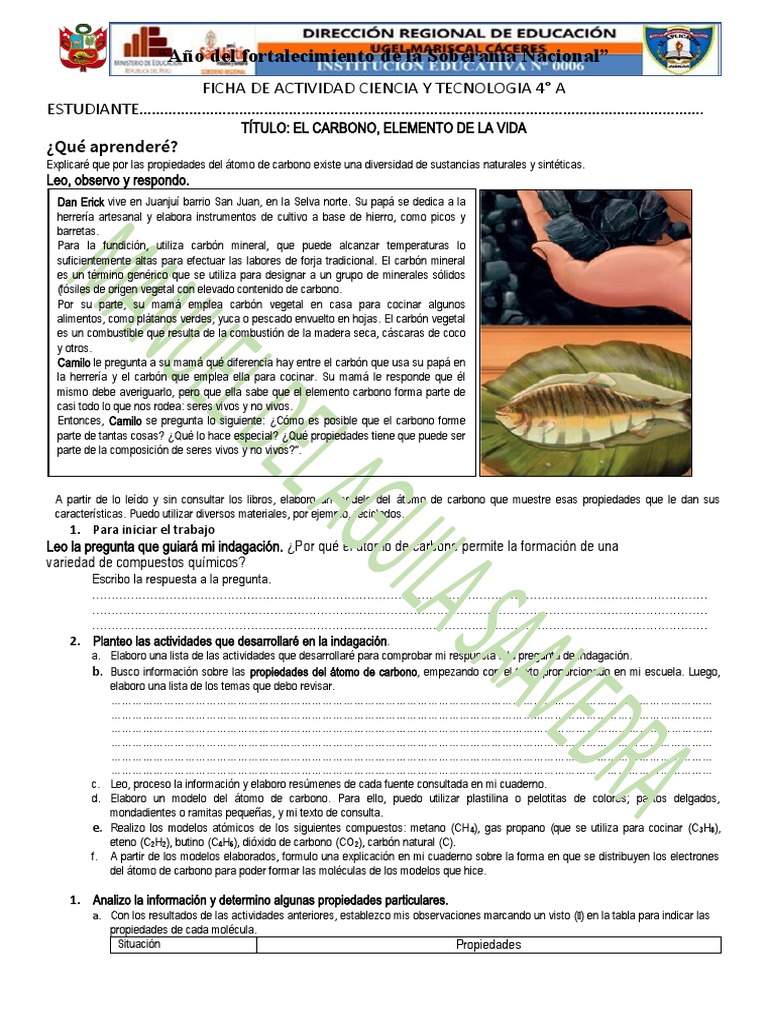 Actividad 4 Carbono - Odt | PDF | Enlace químico | Carbón