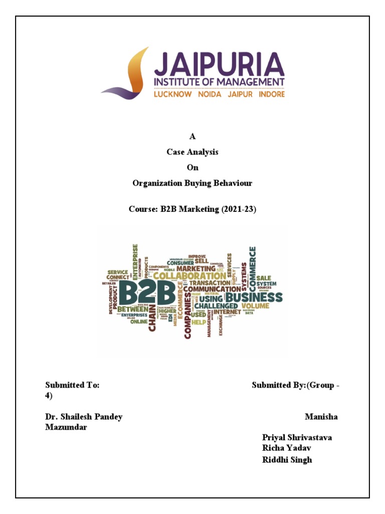 B2B Case Analysis (Buying Behaviour) | PDF | Photocopier | Manufactured ...