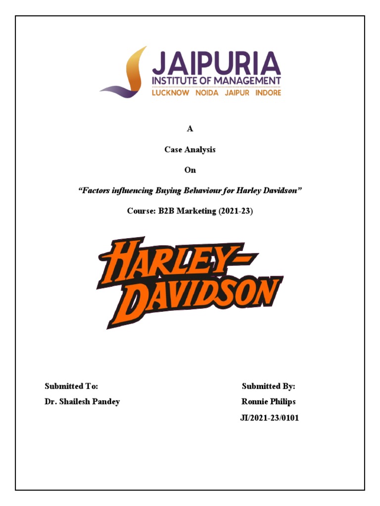 Harley Davidson Case Analysis - Ronnie Philips | PDF | Procurement | Product (Business)