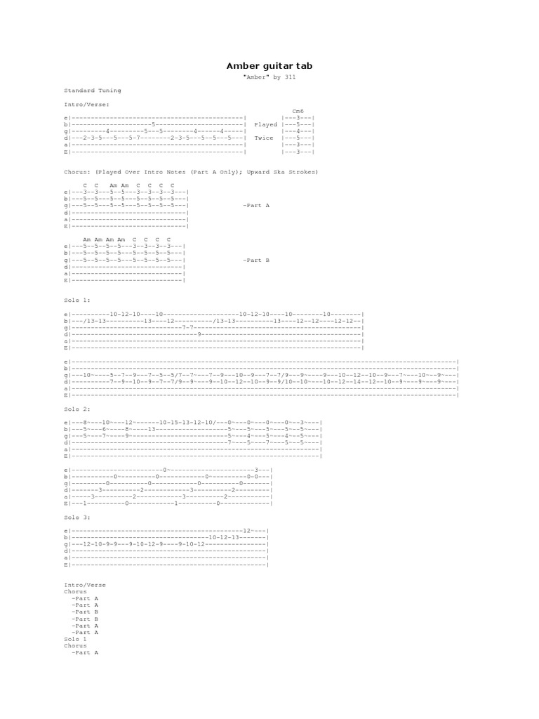 Tablature Amber - 311 | PDF | Song Structure | Songs