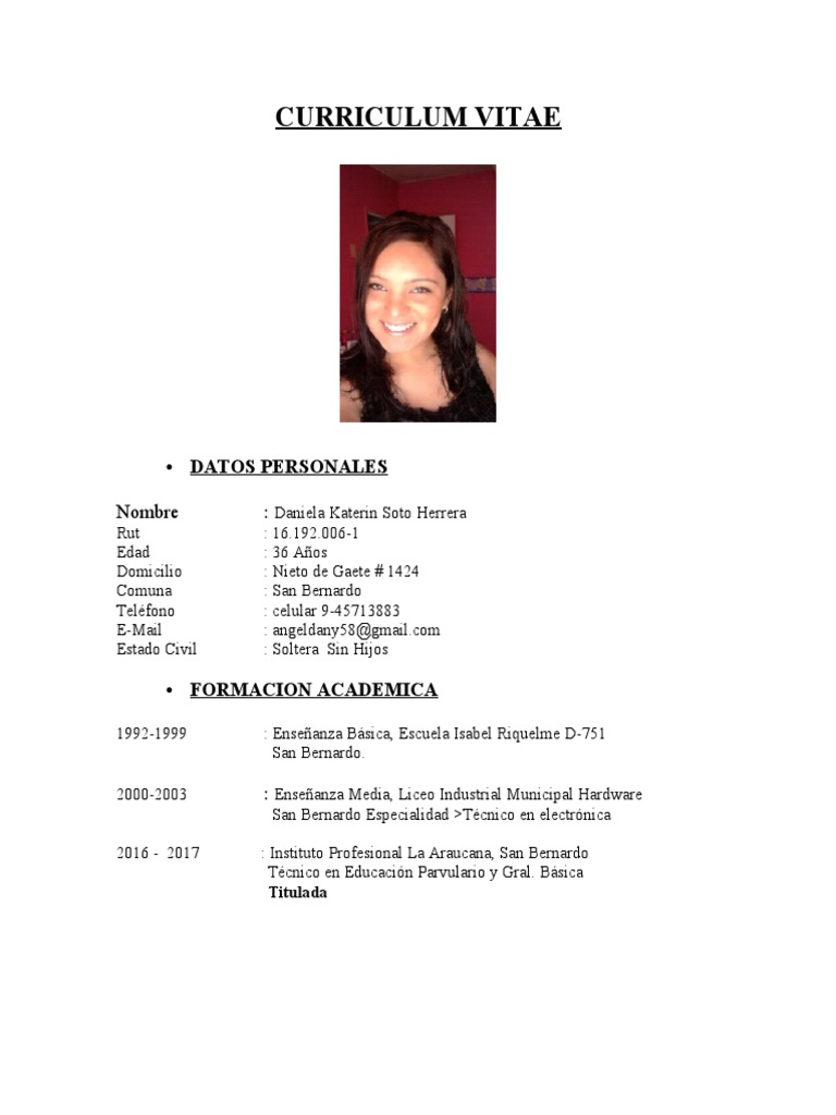 CURRICULUM - VITAE 2020 Daniela Soto | PDF | Planificación de recursos ...