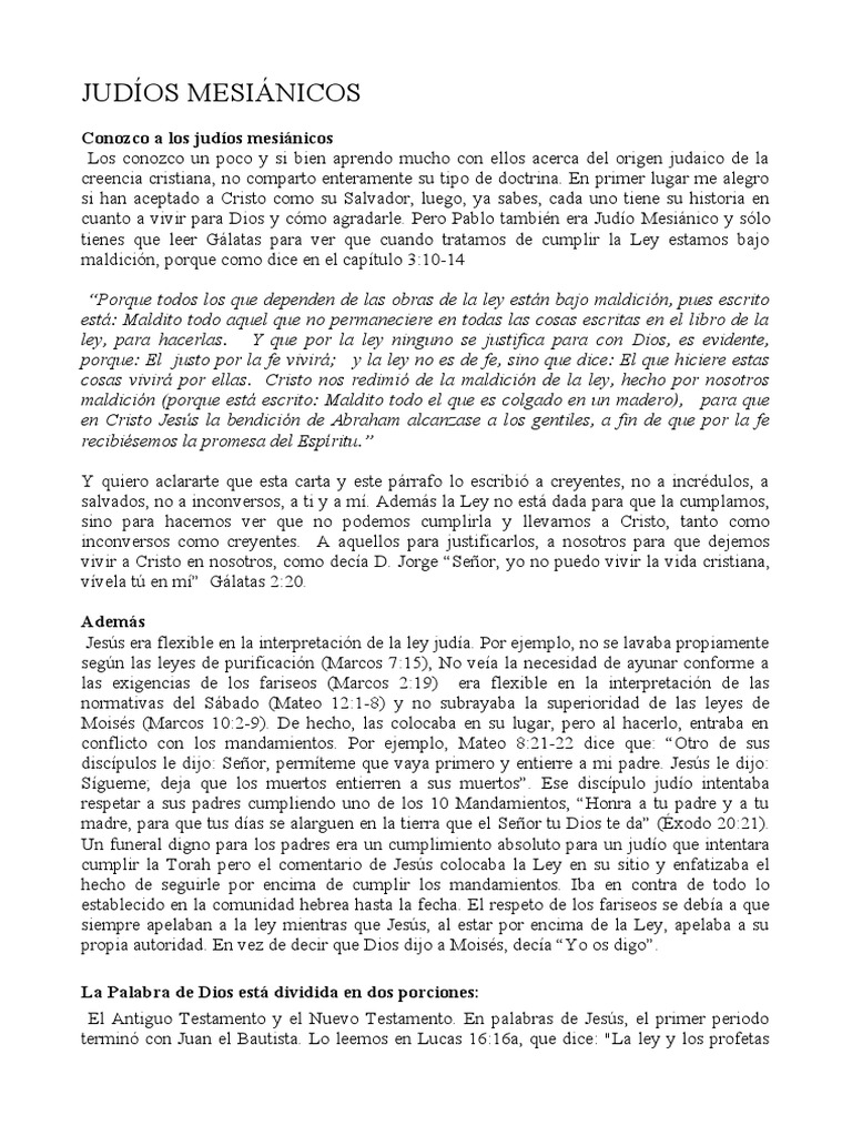 Judíos Mesiánicos | PDF | Jesús | Evangelio de Mateo