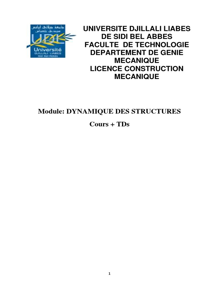 Équation du mouvement en dynamique des structures | PDF | Mode normal ...