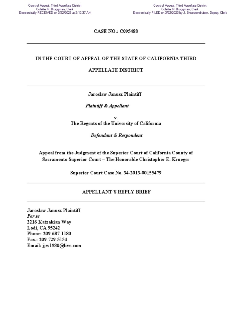 03-22-2023 - Appellant's Reply Brief Waszczuk v. The Regents of The ...