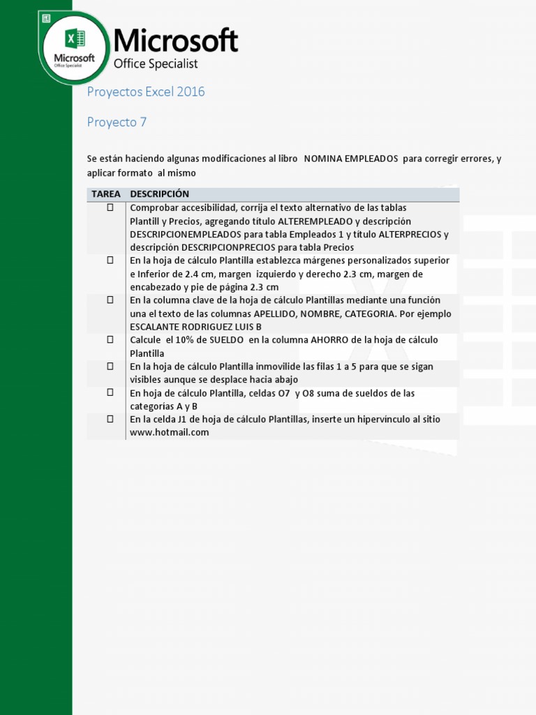 Multiproyectos Excel 2016 - Excel16 - P07 | PDF