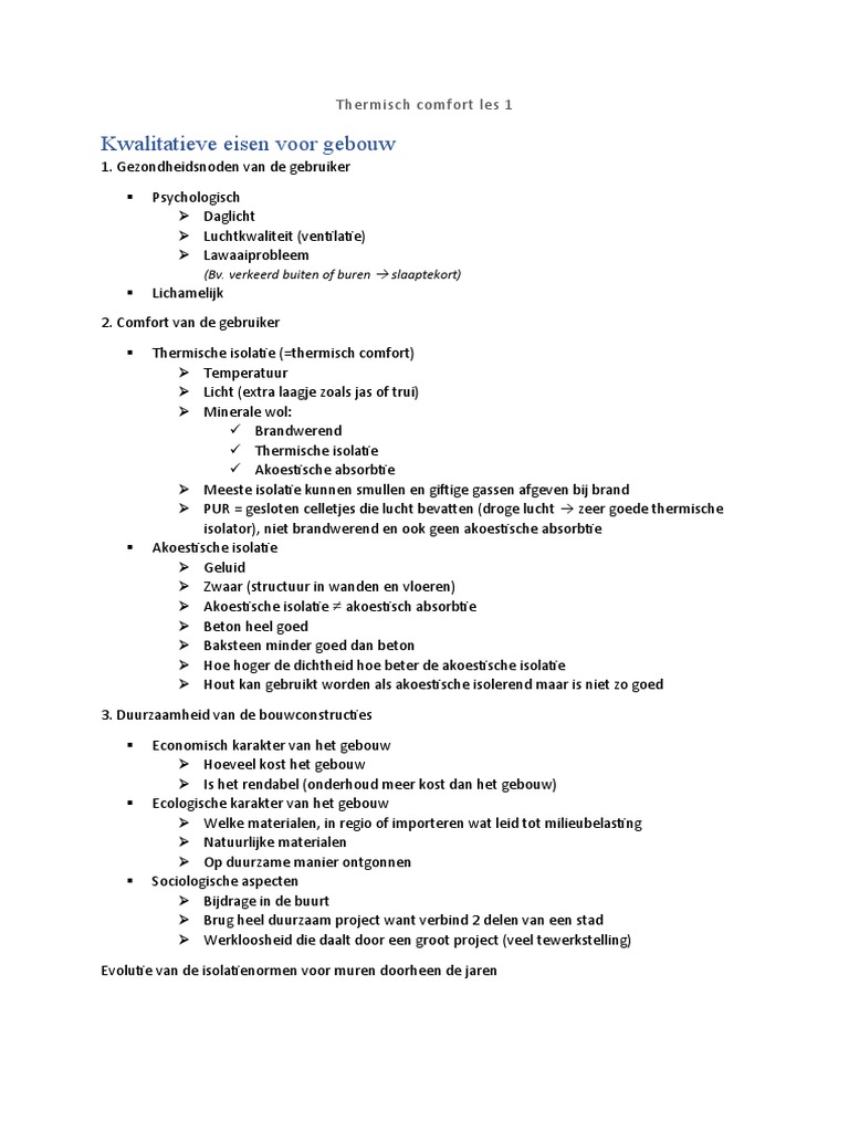 Thermisch Comfort Les 1 | PDF
