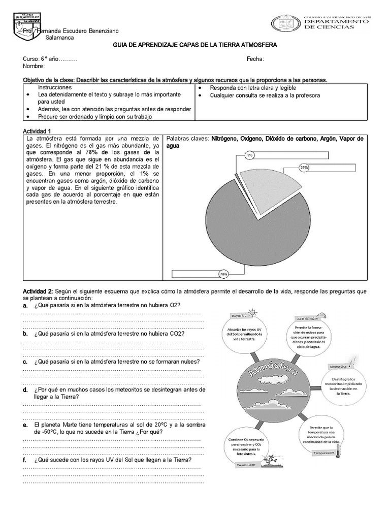 Guia Sexto Atmosfera | Descargar gratis PDF | Atmósfera | Tierra