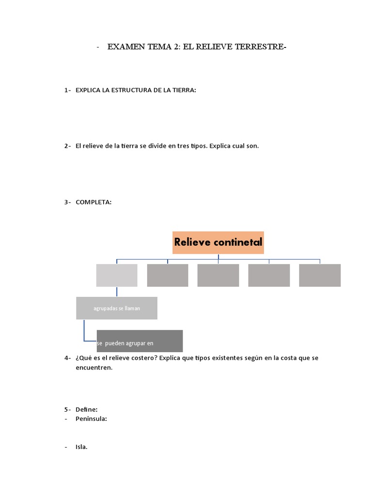Examen Tema 2 El Relieve Terrestre | PDF