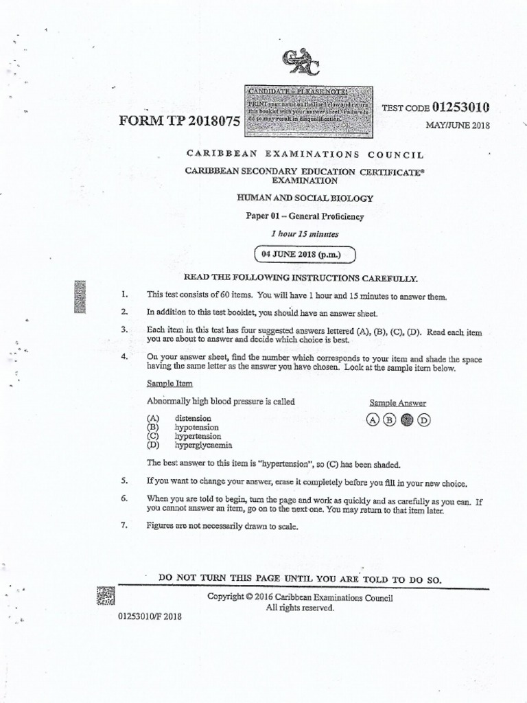 HSB - Multiple Choice CSEC 3 | PDF