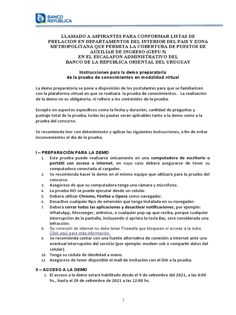 Demo Virtual para Auxiliares en BROU | PDF | Internet | Software