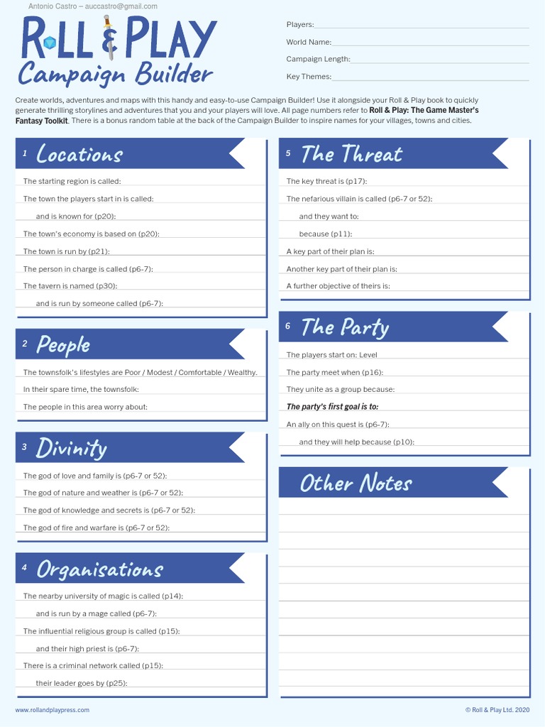 Roll Play CampaignBuilder v2-1 | PDF
