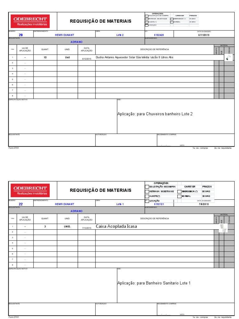 Cópia de REQUISIÇÃO DE RETIRADA DE MATERIAL (2165) | PDF