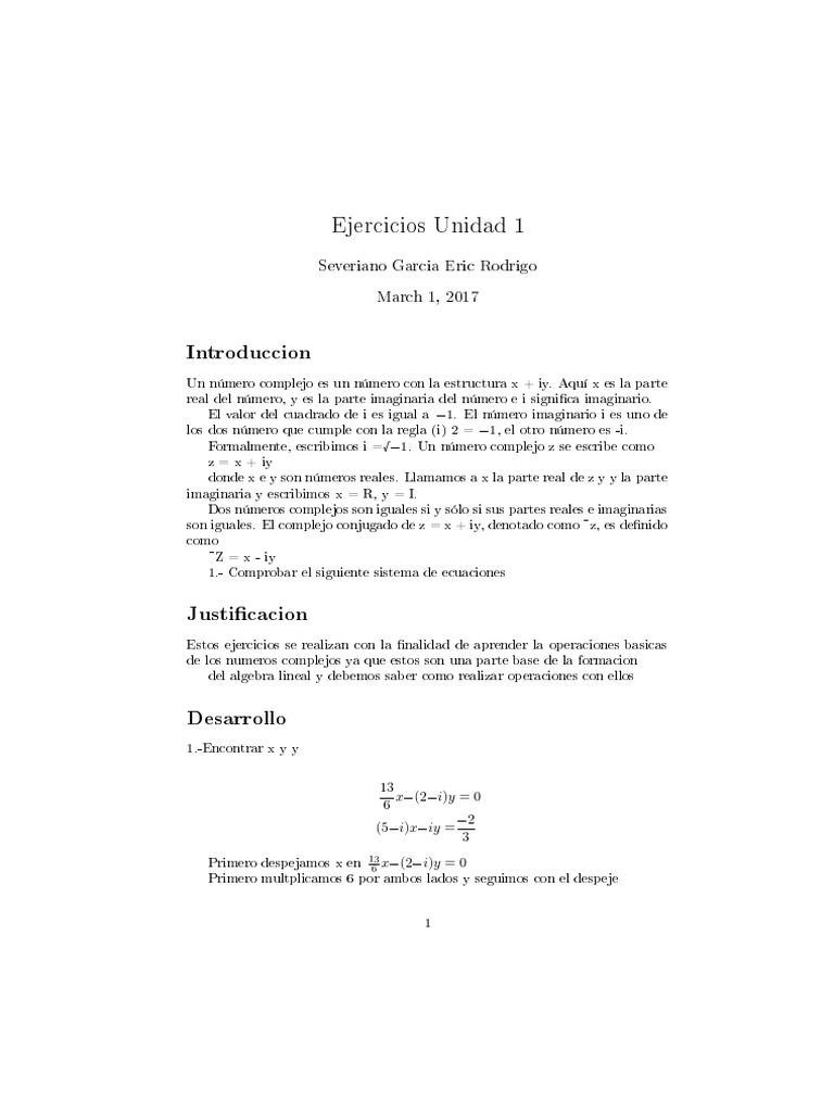 Unidad 1 Algebra | PDF | Número complejo | Álgebra