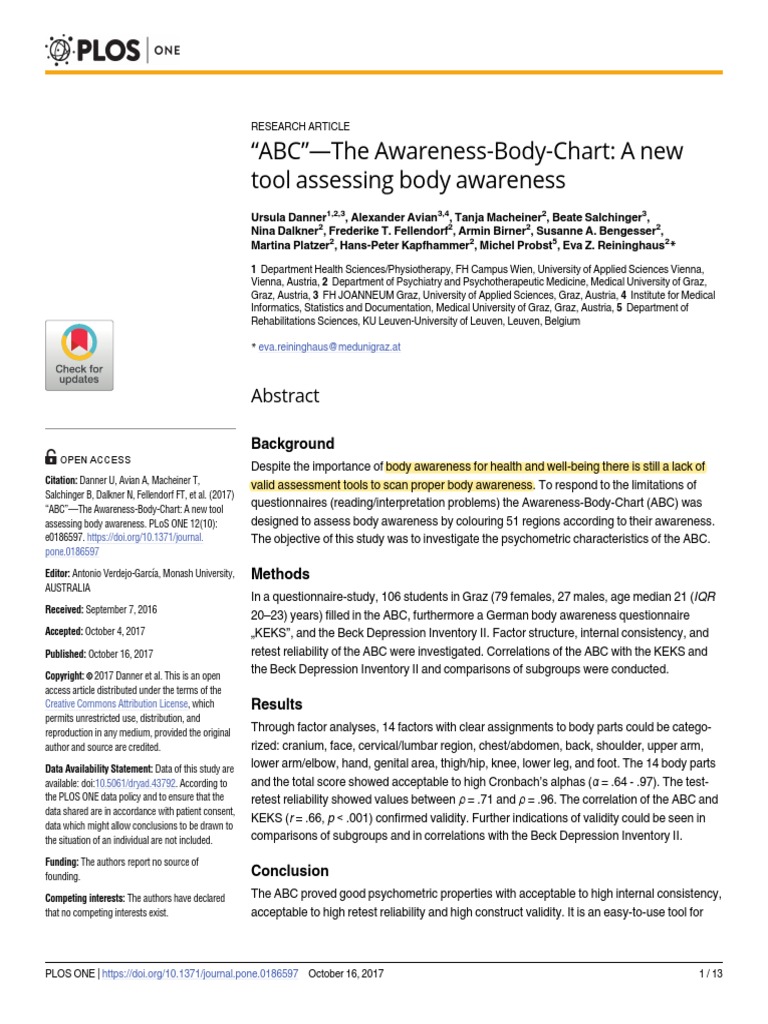 ABC-The Awareness-Body-Chart A New Tool Assessing | PDF | Insular ...