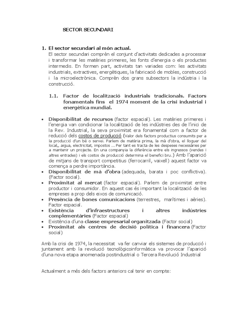 Sector Secundari | PDF