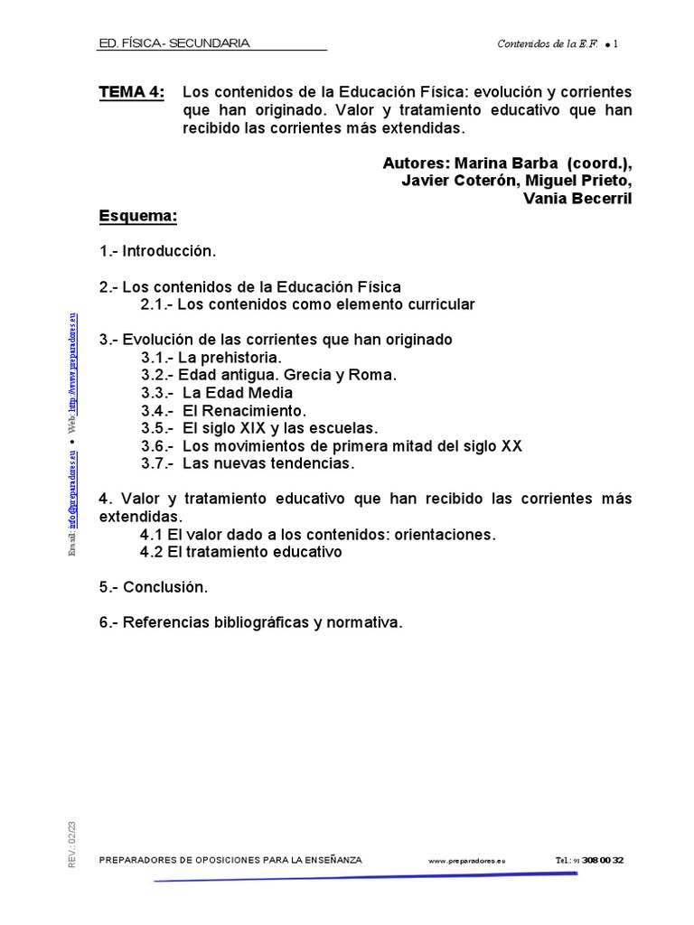 Tema 4 Educacion Fisica Secundaria | PDF | Plan de estudios | Enseñando