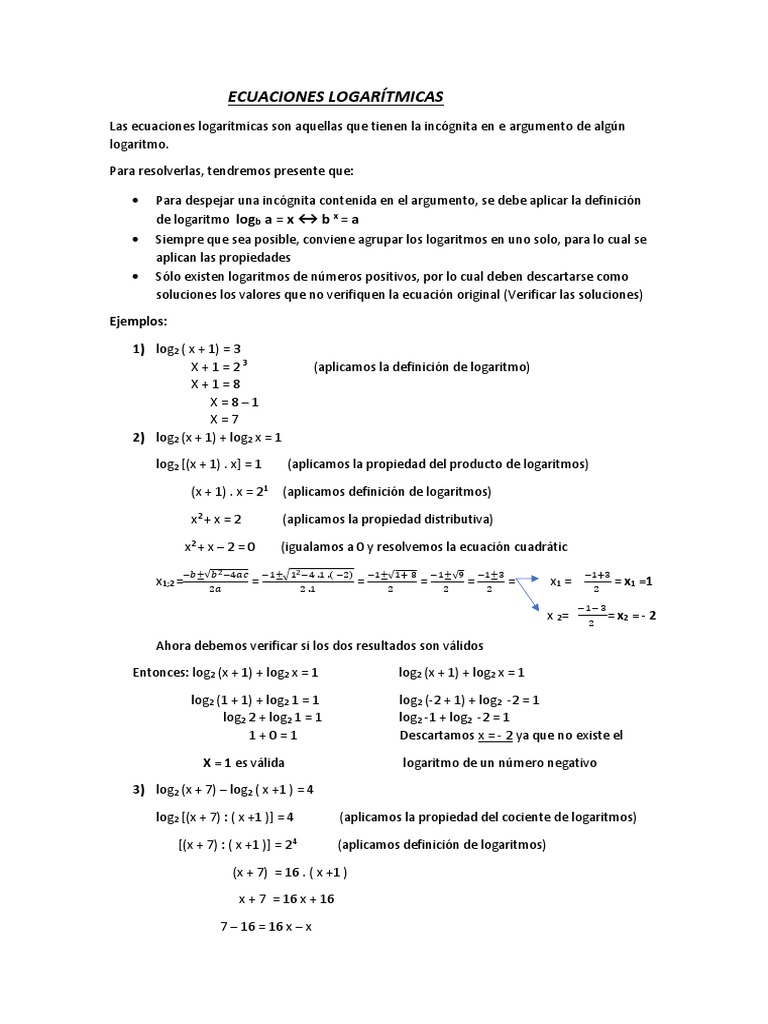 Ecuaciones Logaritmicas PDF | PDF | Logaritmo | Álgebra abstracta