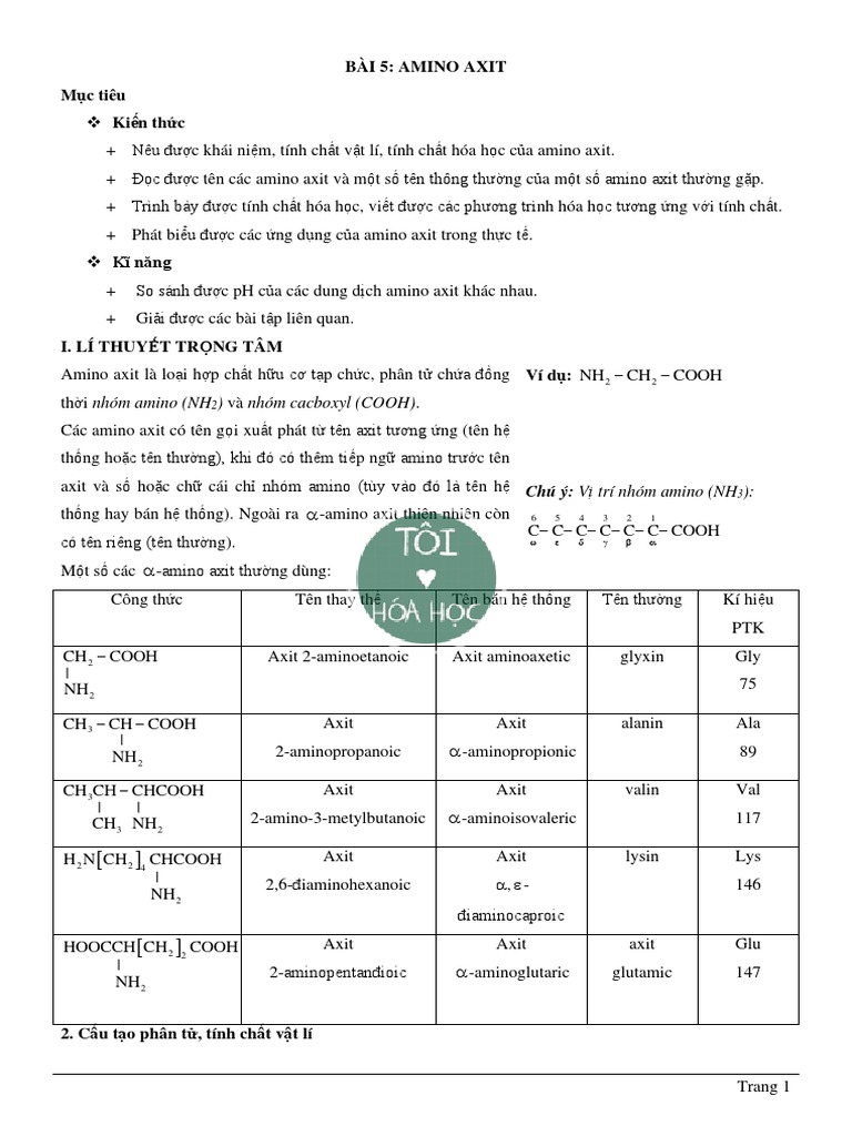Amino Axit PDF | PDF